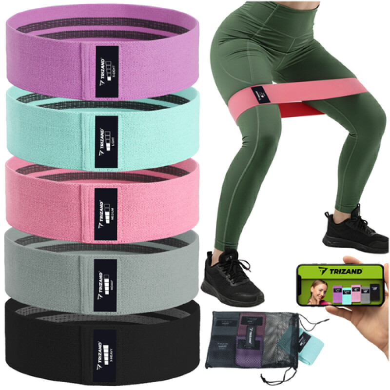 Fabric Resistance Bands Fitness Set, 5 pcs. 00025877 Fitness Equipment ...